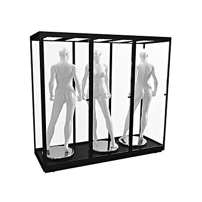 TMANQ 2400S Triple Mannequin Display Cabinet with LED Panels Showfront Retailers